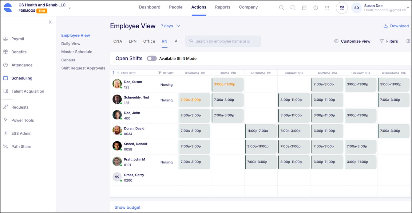 Advanced Scheduling - Employee View